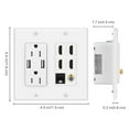 Media Wall Plug Outlet Plate 2 Gang White w/ 2 USB Outlet, 15A Dual ...