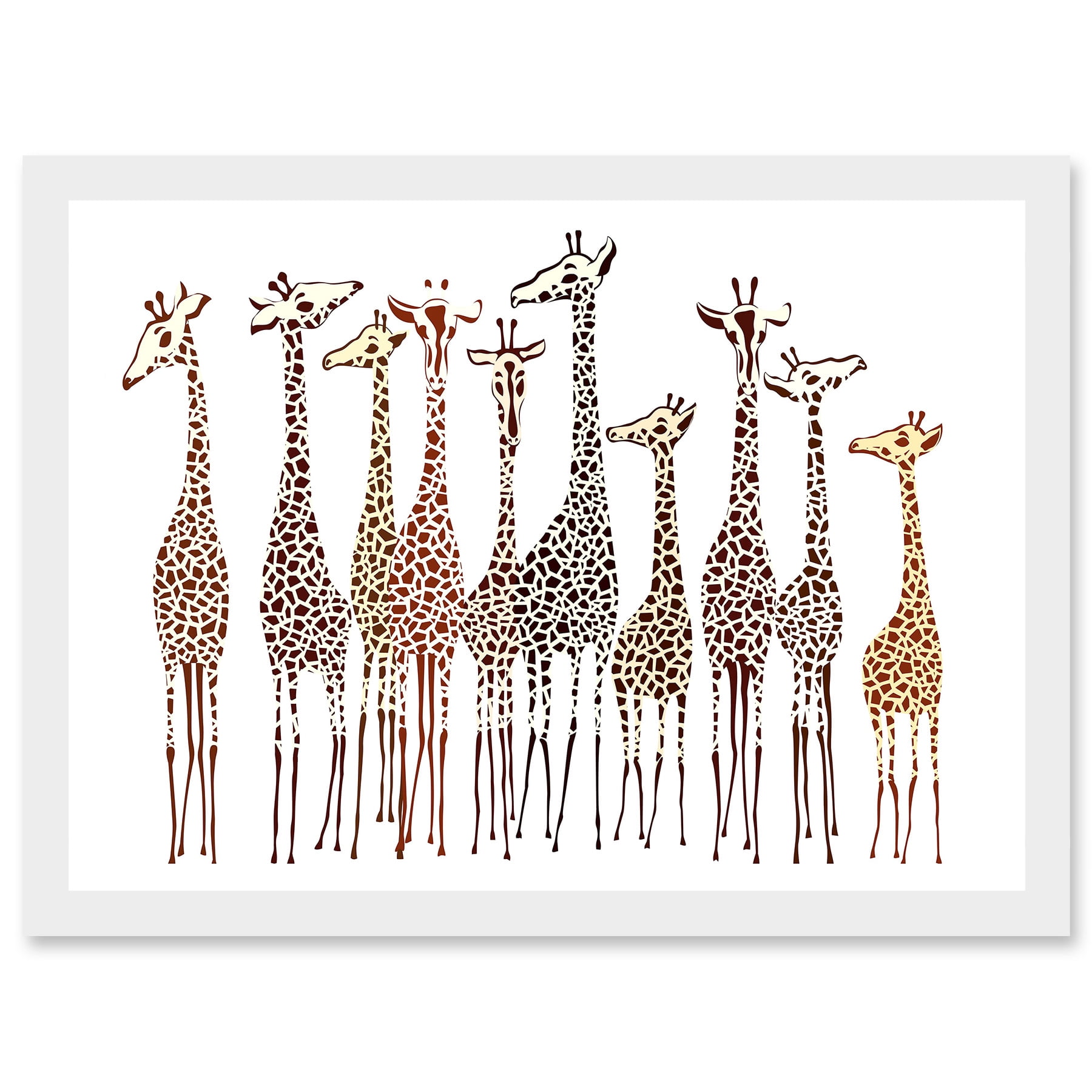 10 Giraffes Illustration A4 Artwork Framed Wall Art Print - Walmart.com