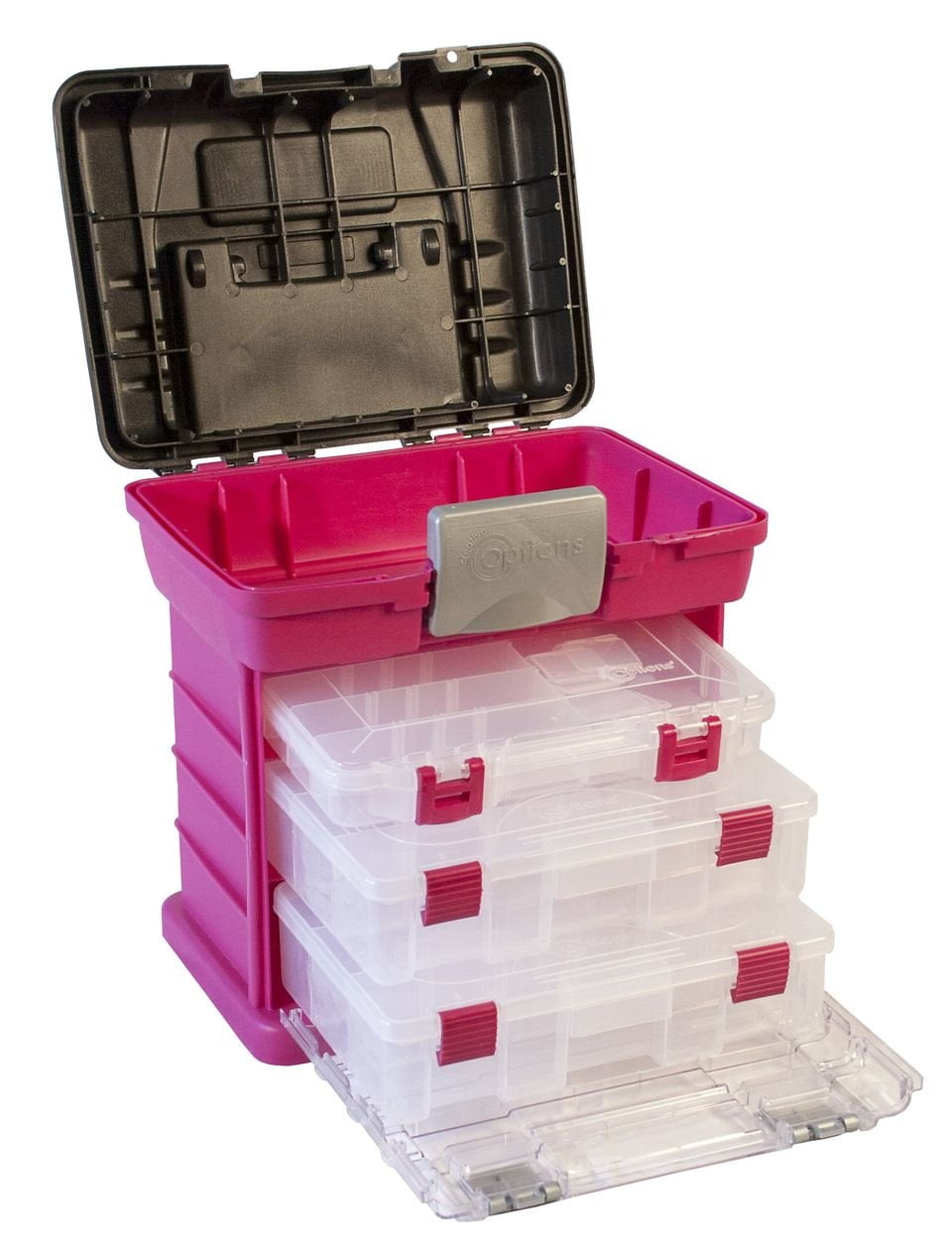 Caboodles Grab N Go Rack System Organizer w/ 3 Boxes & Storage, Magenta ...