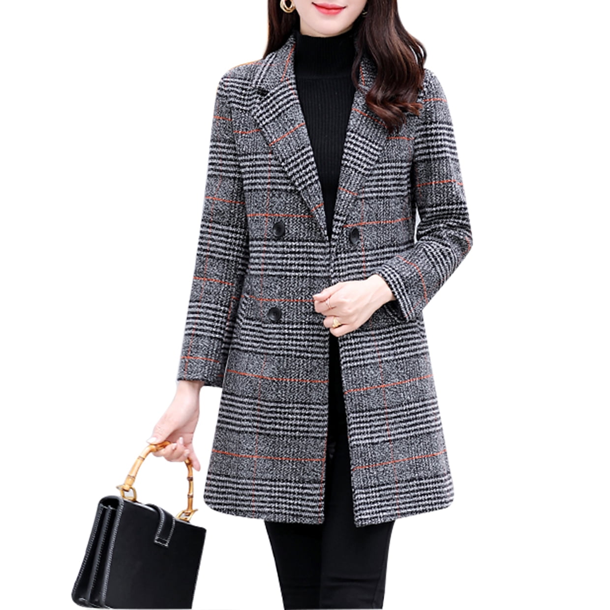 Women's Coat Jacket Double Breasted Overcoat Coat Winter Outerwear ...