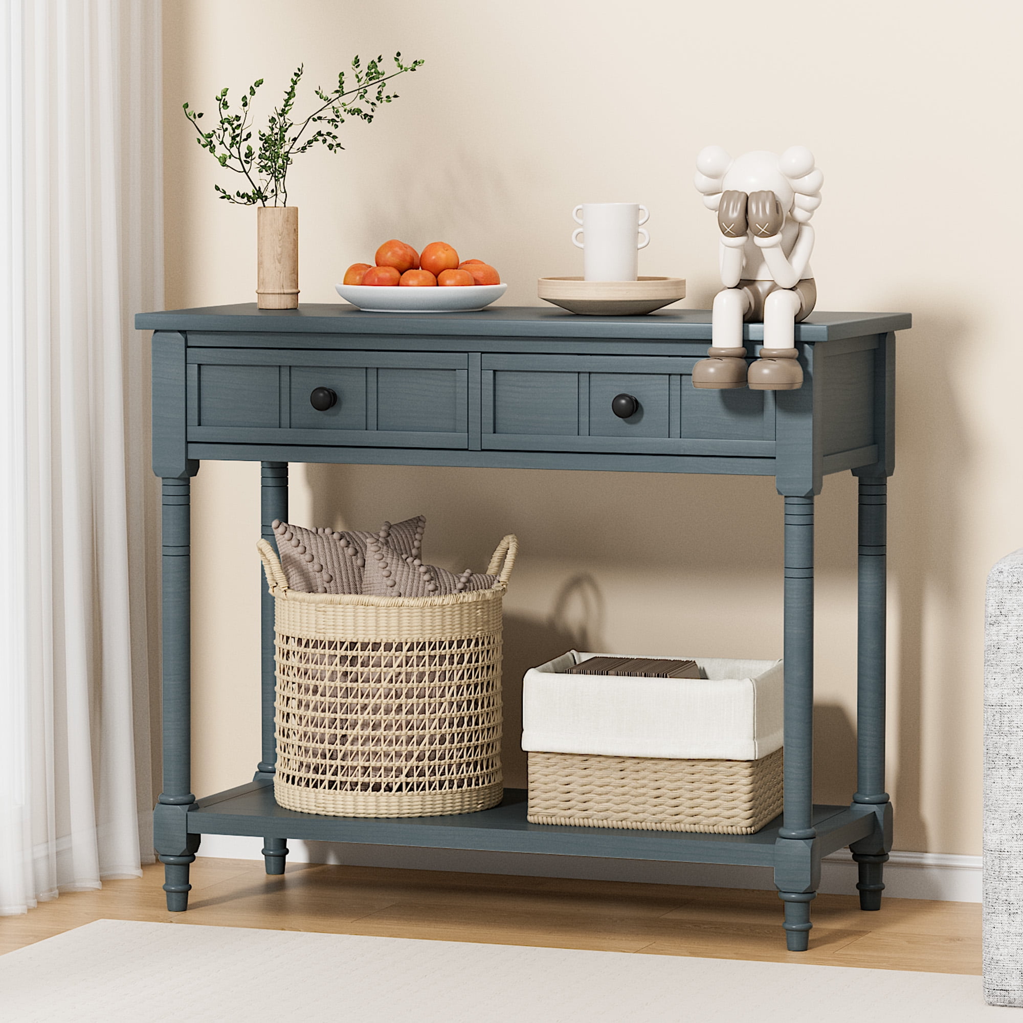 OUDOSPRS Traditional Console Table, Narrow Entryway Table, Features Two ...
