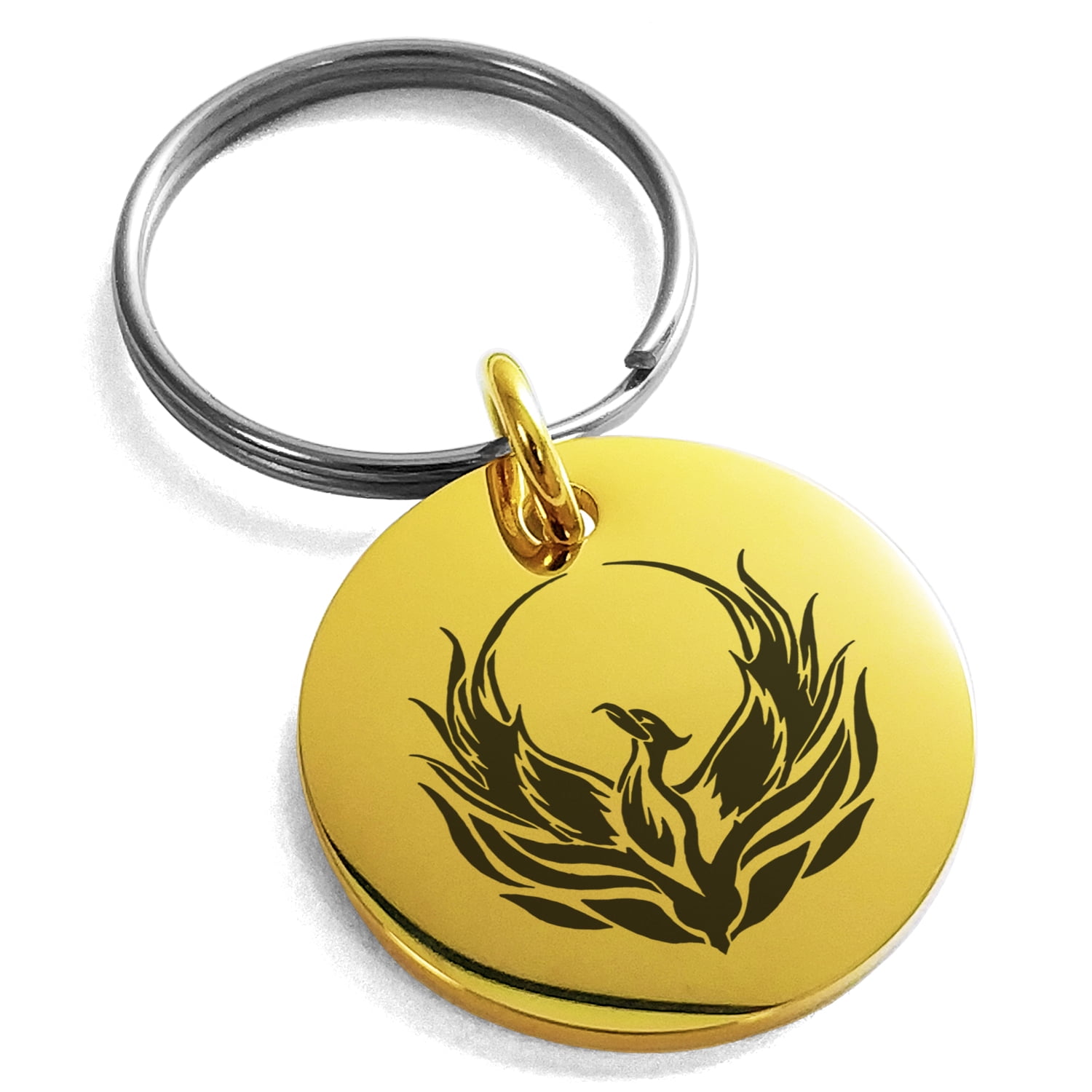 Stainless Steel Greek Mythology Phoenix Engraved Small Medallion Circle ...