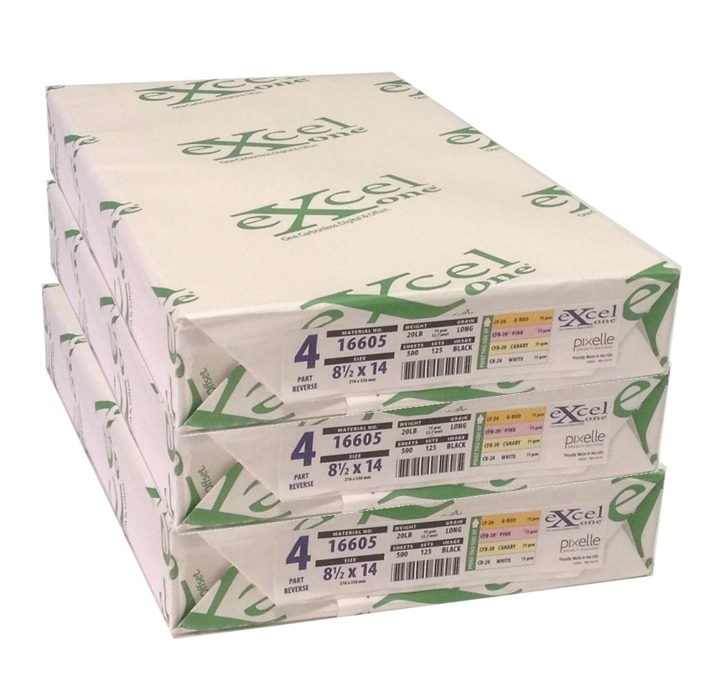 Excel One™ Carbonless 4-Part Reverse Paper (Gold/Pink/Canary/White), 8. ...