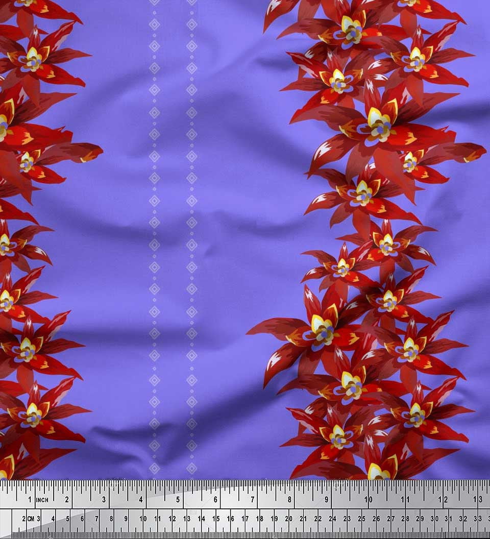 Soimoi Viscose Chiffon Fabric Diamond Shape & Floral Artistic Print ...