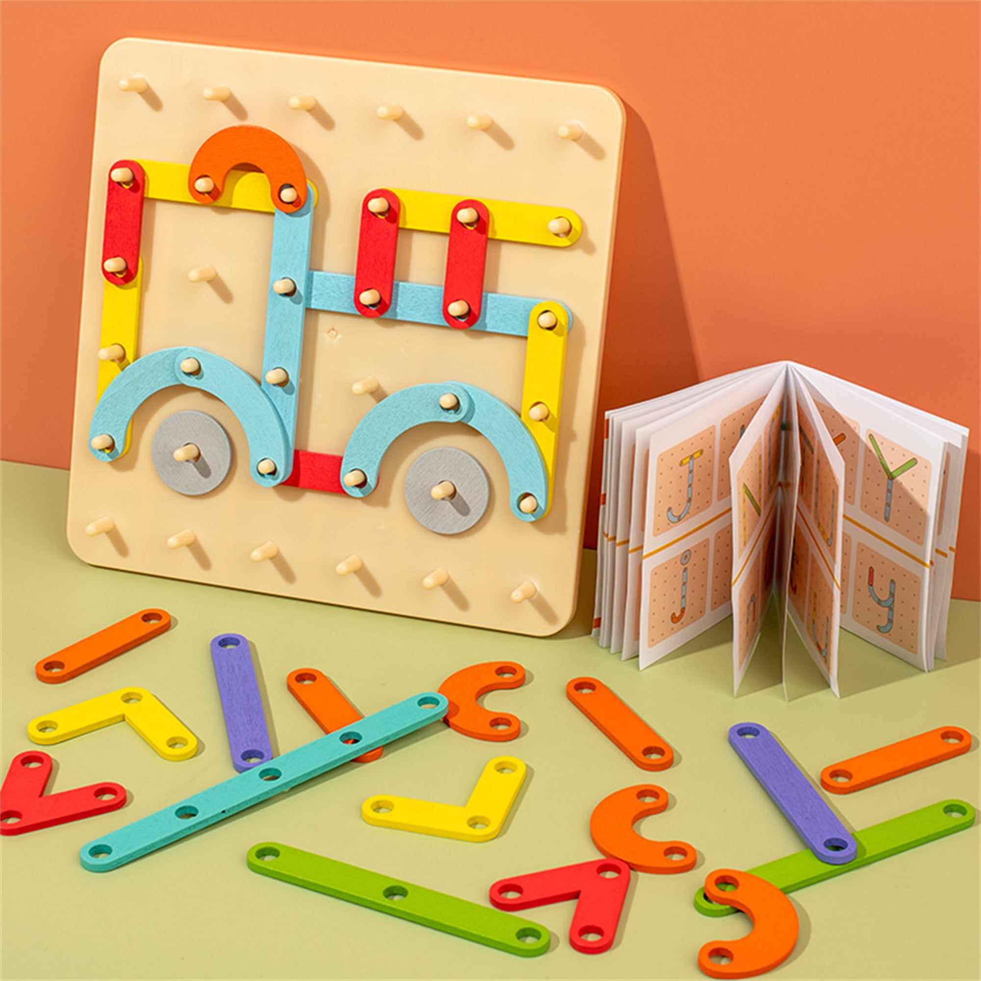 Wooden DIY Letter Number Construction Puzzle Educational Stacking ...