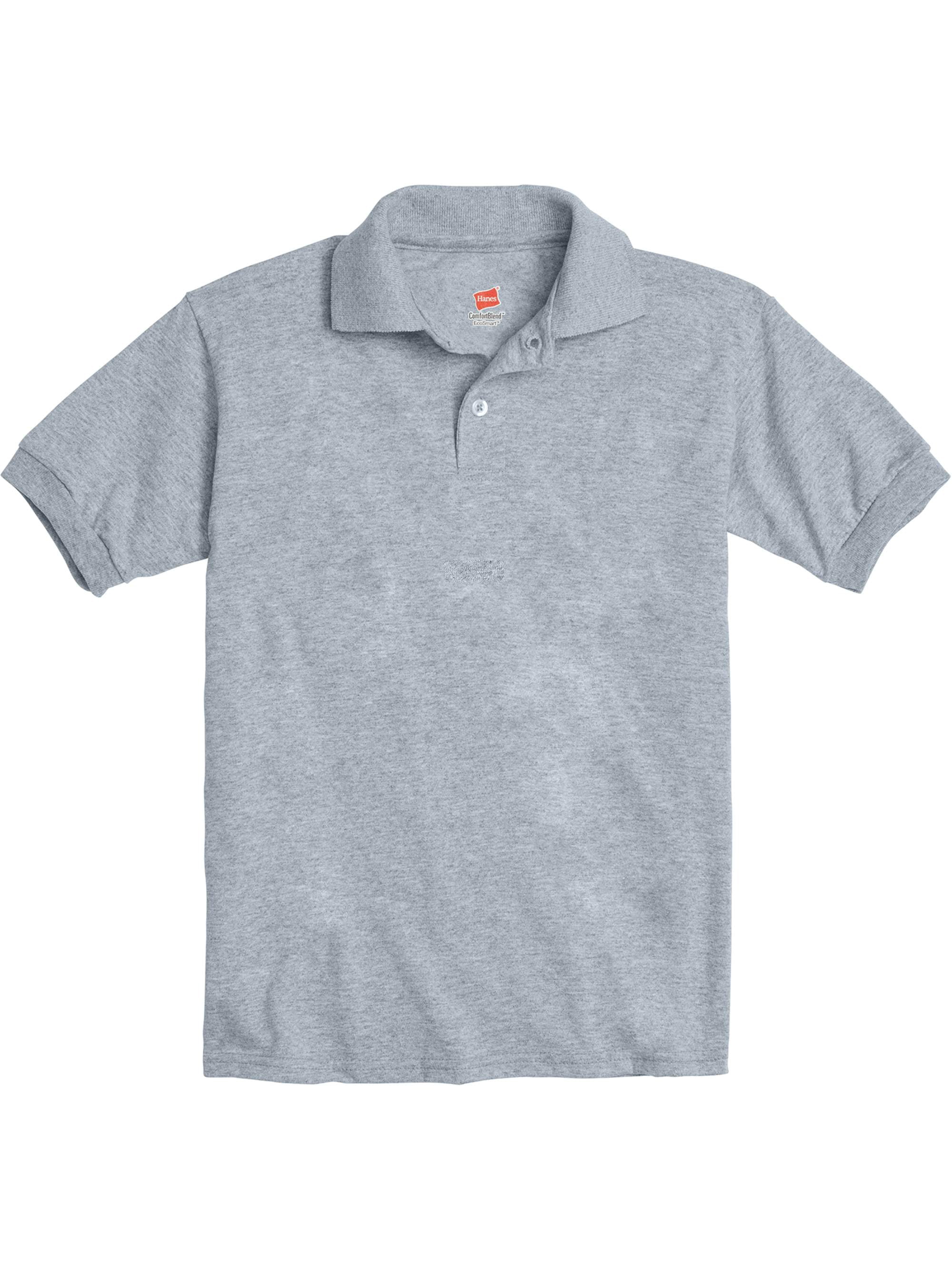Hanes - Hanes Boys School Uniform 4-18 EcoSmart Jersey Polo Shirt ...