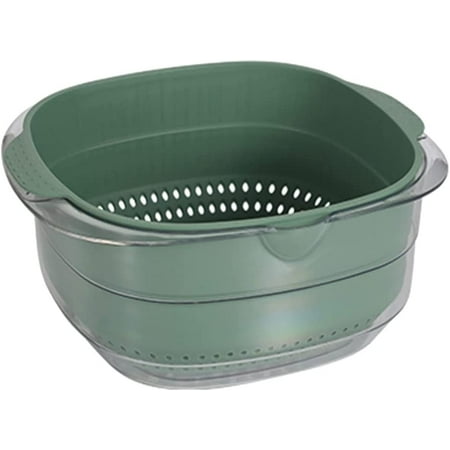 cueiha 2 Pack Large Kitchen Strainer Colander Bowl Sets, Double Layered ...