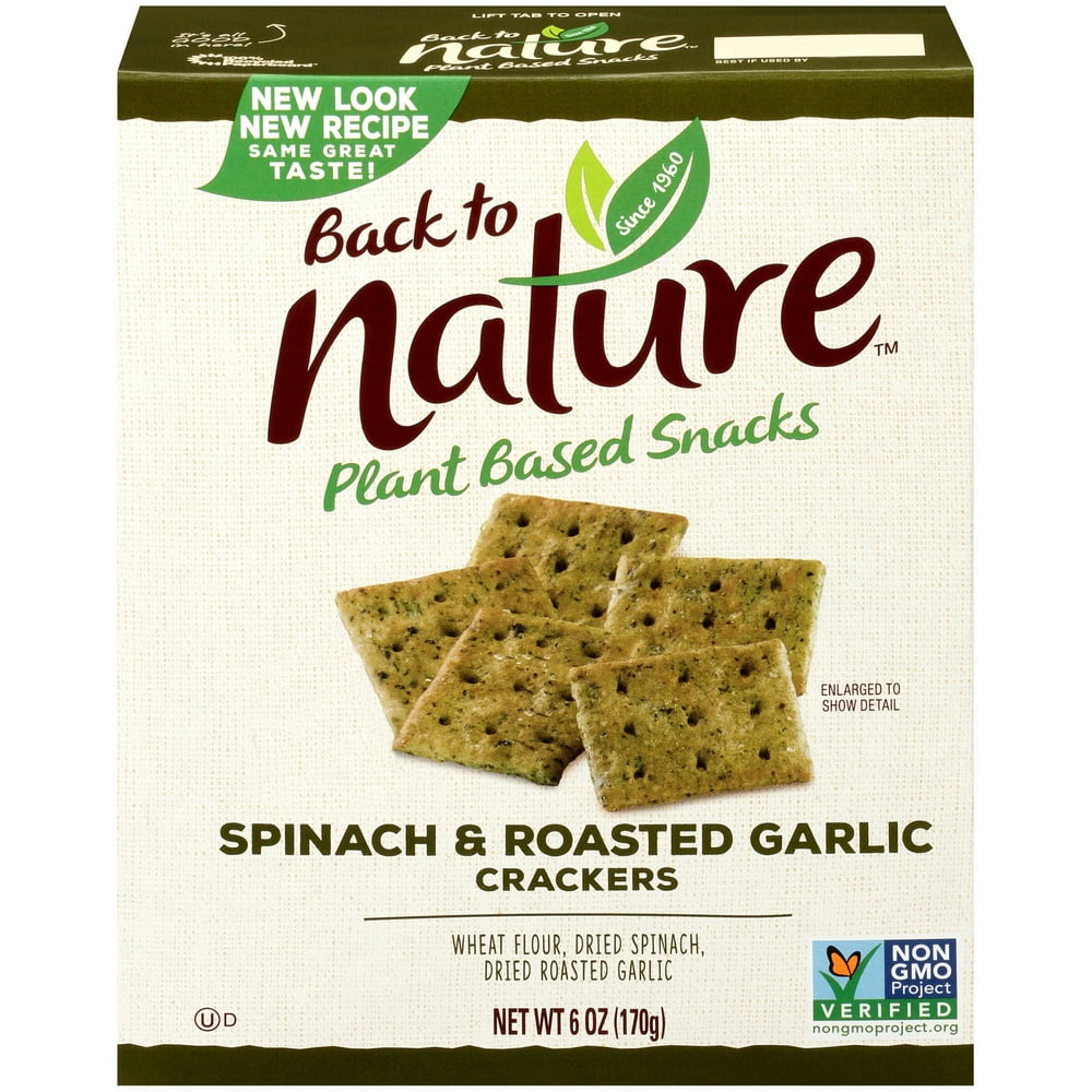 Back to Nature™ Plant Based Snacks Spinach & Roasted Garlic Crackers 6 ...