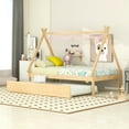 Twin Size Tent Floor Bed,Teepee Bed Frame with Trundle,Wood Montessori ...