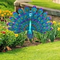 Simulation Peacock Figurines Garden Art Sculptures Decorative Lifelike ...