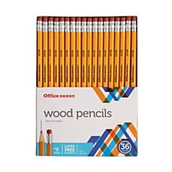 Office Depot® Brand Basic Wood Pencils, #2 Medium Soft Lead, Pack Of 36 ...