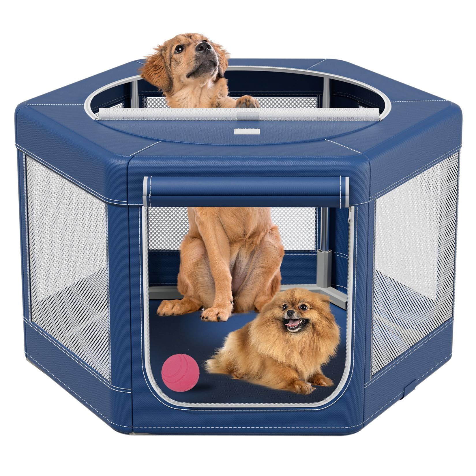 Parque infantil para perros Bipeoo hexagonal, 120 x 120 x 63 cm, tela ...