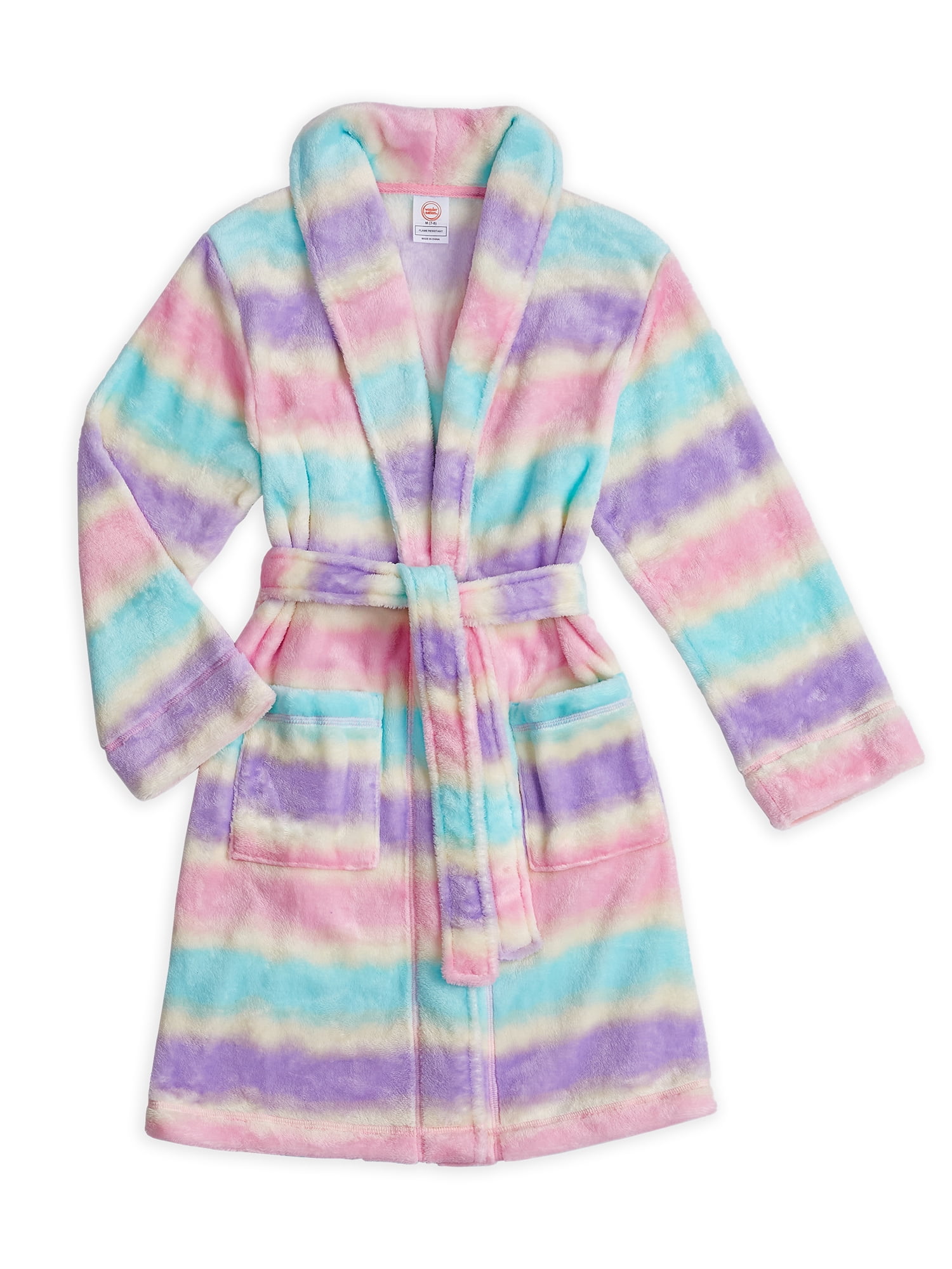 Wonder Nation Girls Plush Fleece Sleep Wrap Robe, Sizes 4-18 & Plus ...