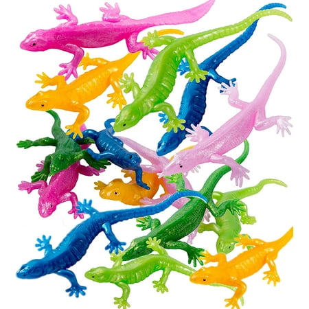 48 Rubber Lizards Toys 9 cm, Bulk Set, Glitter Colors, Kit for Birthday ...