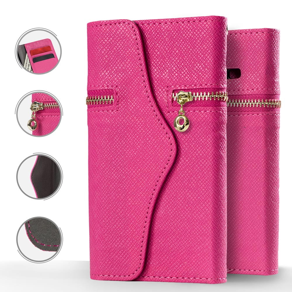 Zizo Zipper Wallet Case for Apple iPhone 8 Plus and iPhone 7 Plus, Pink ...