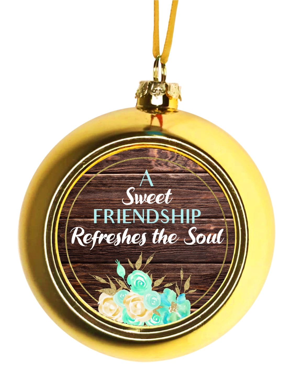 Gold Bauble Ball Ornaments Xmas - Good Best Friend Friendship Ornaments ...