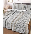Bohemia Geometric Quilts Bedding Set Queen Size Brown Stripes Diamond ...