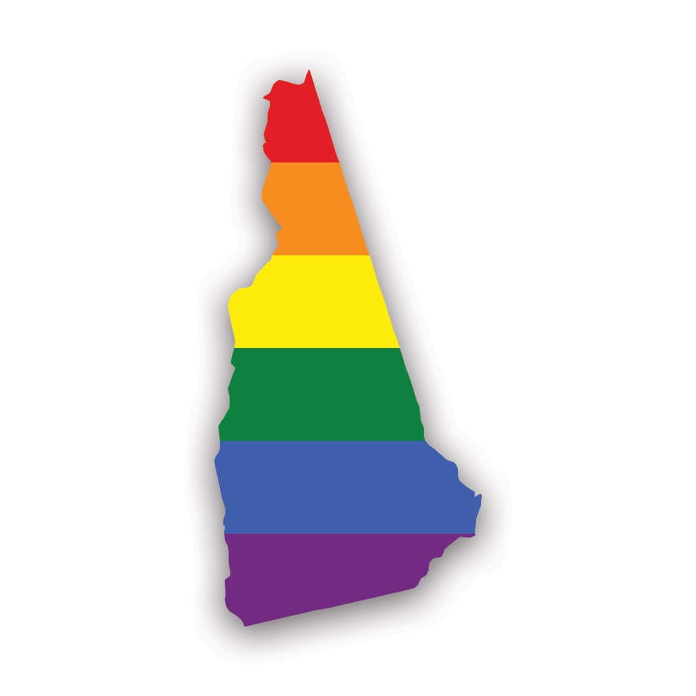 New Hampshire State Shaped Gay Pride Rainbow Flag Sticker Decal Self