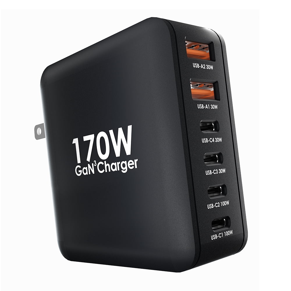Chipofy 170W GaN III USB C Wall Charger with 4-port PD3.0 USB-C and 2 ...