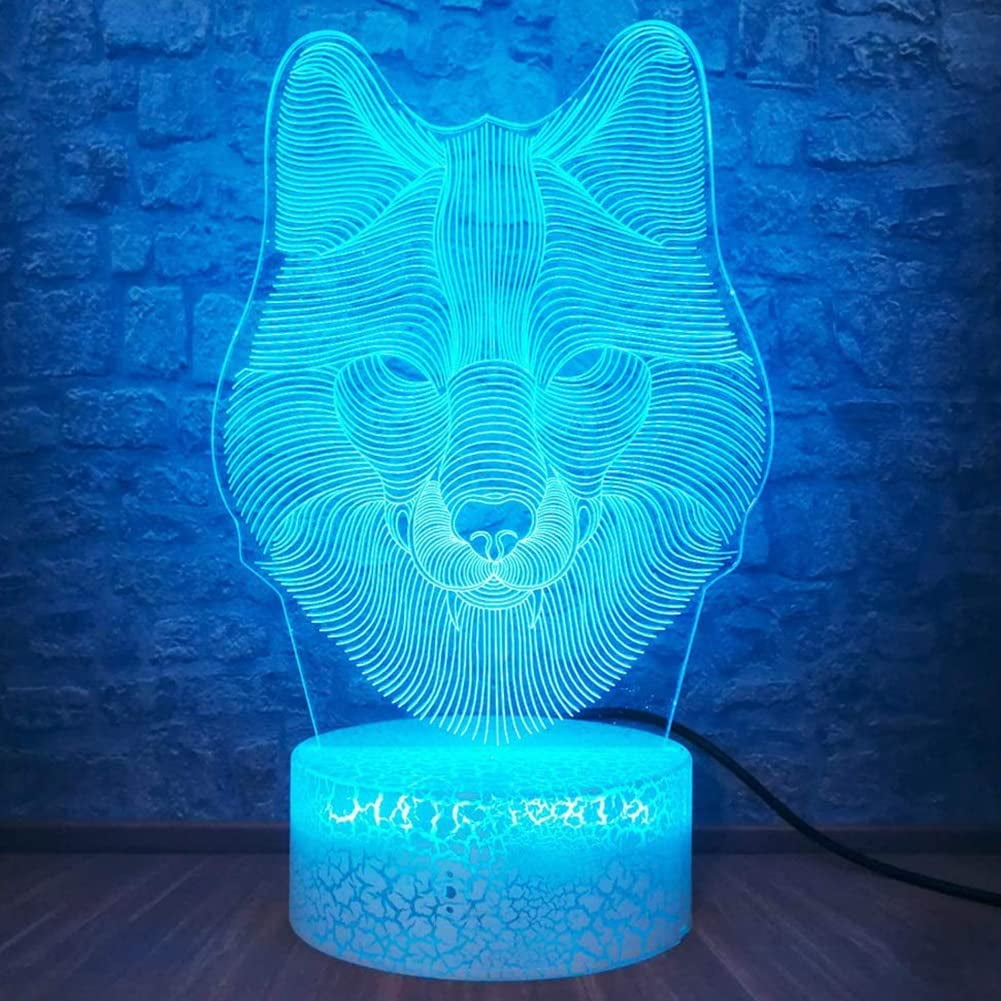 YSITIAN 3D Illusion lamp Wolf Night Light for Kids, AGWIM Children ...