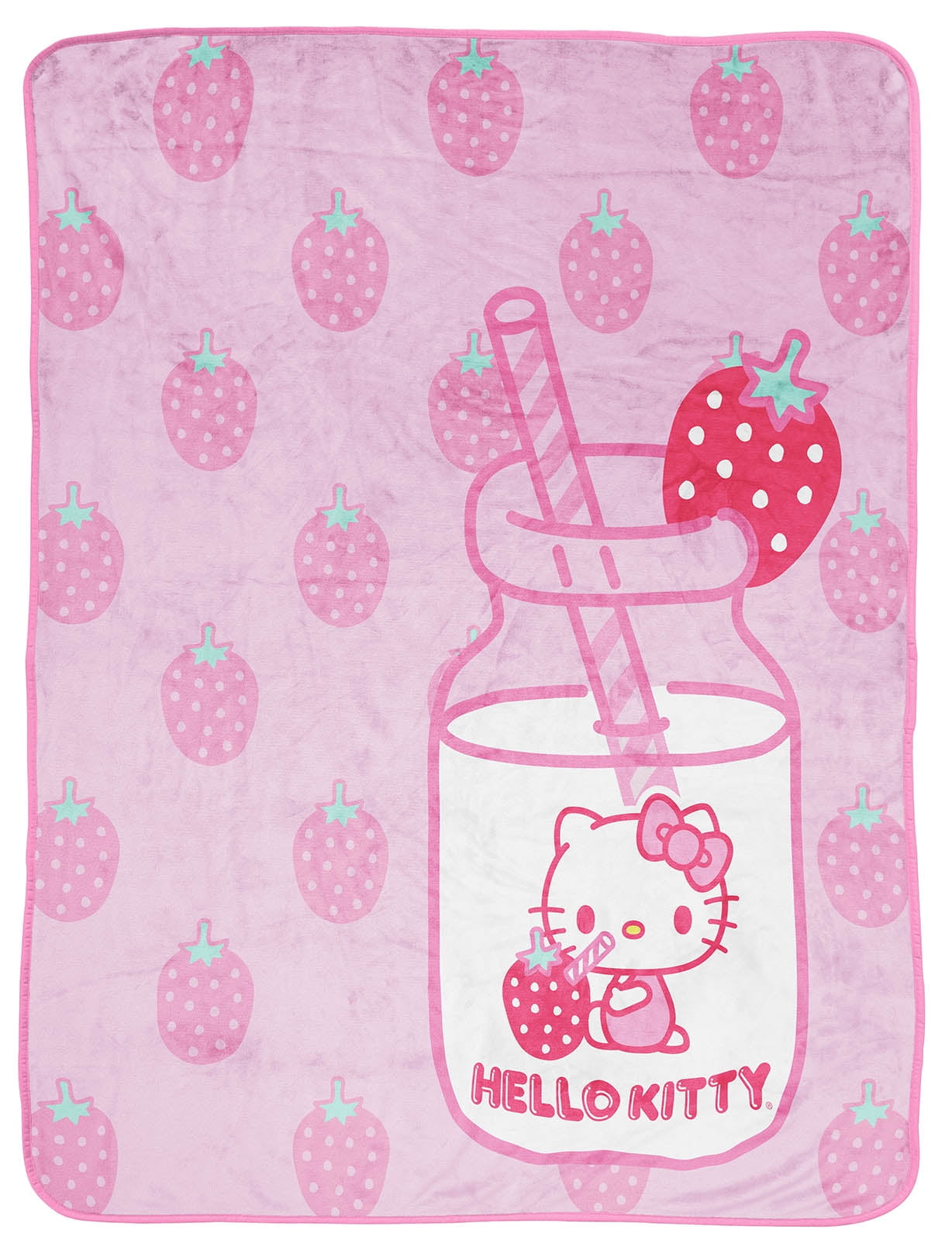 Sanrio Hello Kitty Pink Strawberry Milk 46x60 inch Silk Touch Throw ...