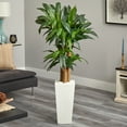 5' Cornstalk Dracaena Artificial Plant in White Tower Planter - Walmart.com