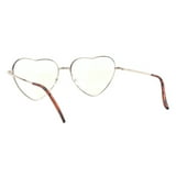 Heart Shape Clear Lens Glasses Wide Oversized Metal Frame Spring Hinge ...