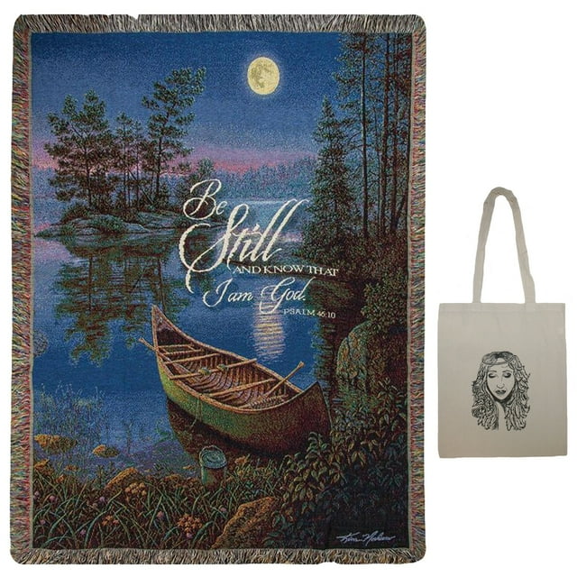 Moonlight Bay 50" x 60" Inspirational Tapestry Throw Blanket & Angel ...