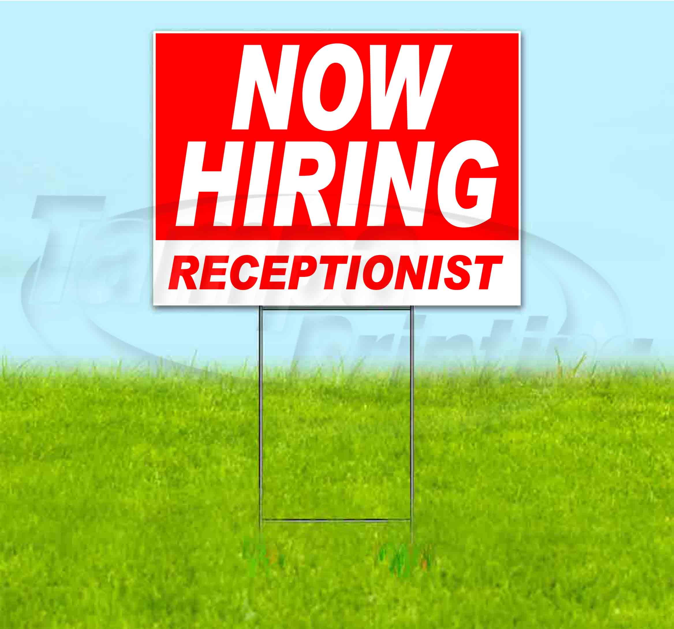 Now Hiring Receptionist (18" x 24") Yard Sign, Includes Metal Step ...