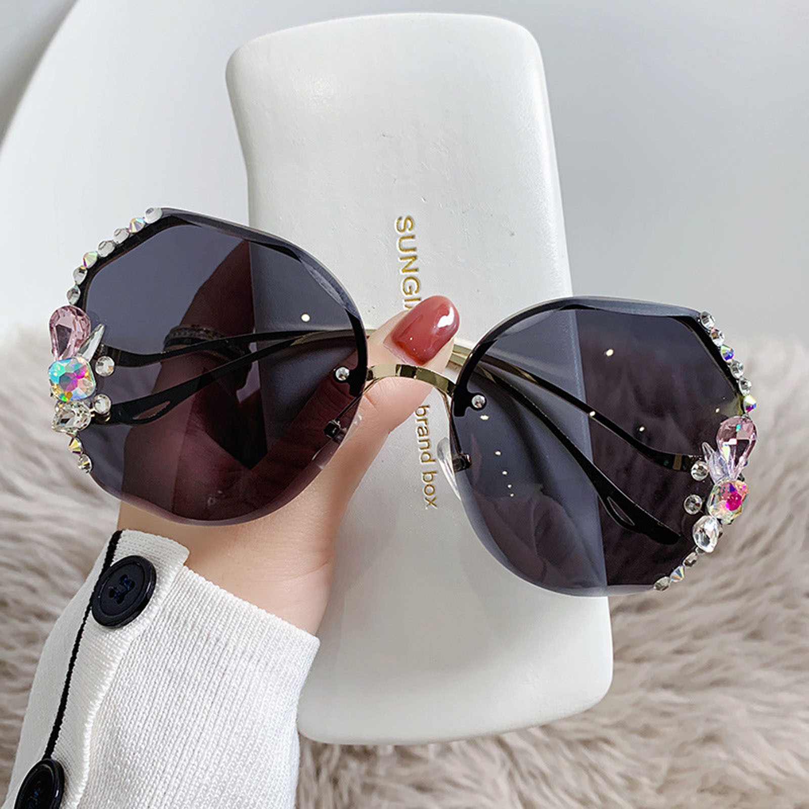 Ausyst Sunglasses Womens 2023 New Rhinestone Sunglasses UV-resistant Crystal Sunglasses Diamond ...