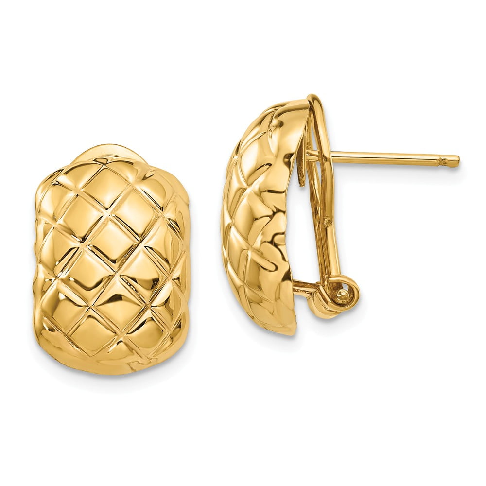 14k Polished Quilted Omega Back Post Earrings - Walmart.com