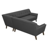 Emerald Home Binetti Charcoal Pebble Sectional with Angular Arms And Legs, Deep Tufting, And ...