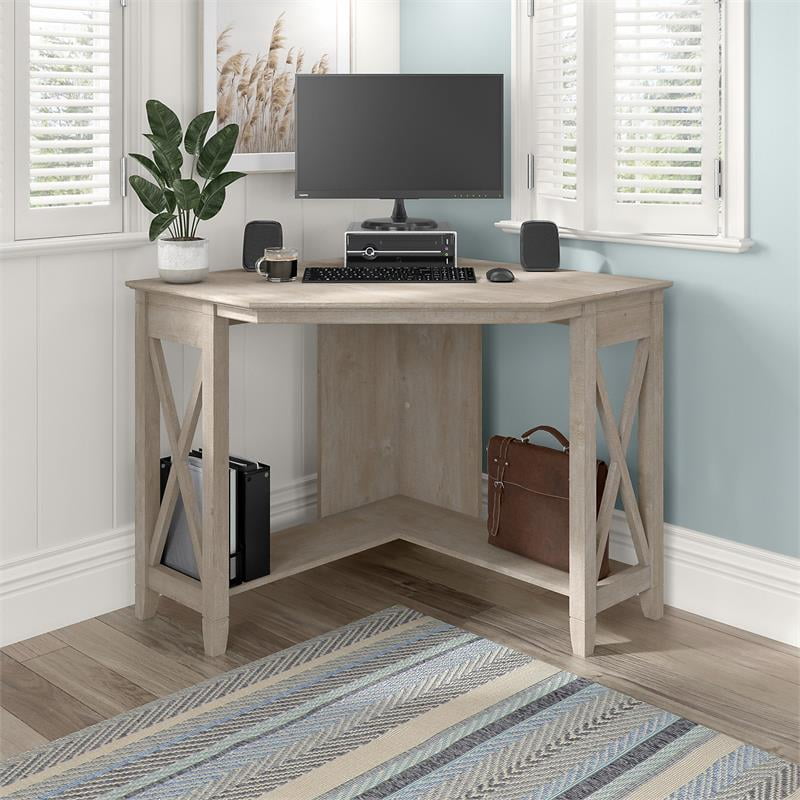 UrbanPro Modern Small Corner Desk in Washed Gray - Engineered Wood ...