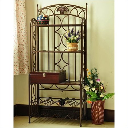 International Caravan Mandalay Iron Bakers Wine Rack in Bronze ...