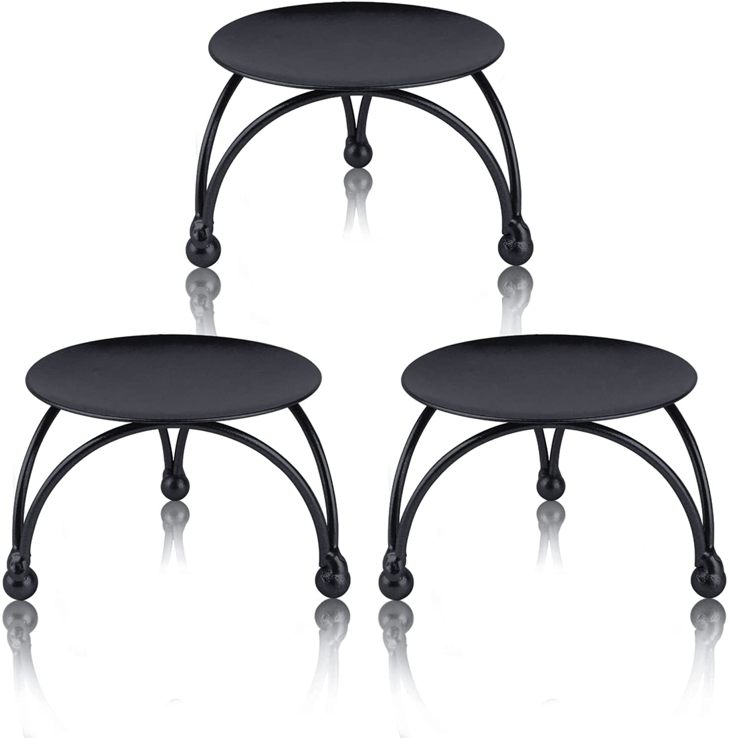 Set Of 3 Candle Holder, Iron Pillar Candle Plate Decorative Decorative ...