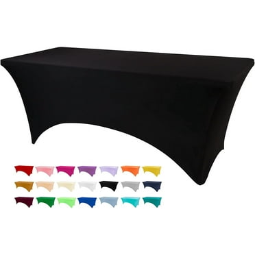 Euromax 4Ft Rectangular Fitted Spandex Tablecloths Table Covers(Black ...