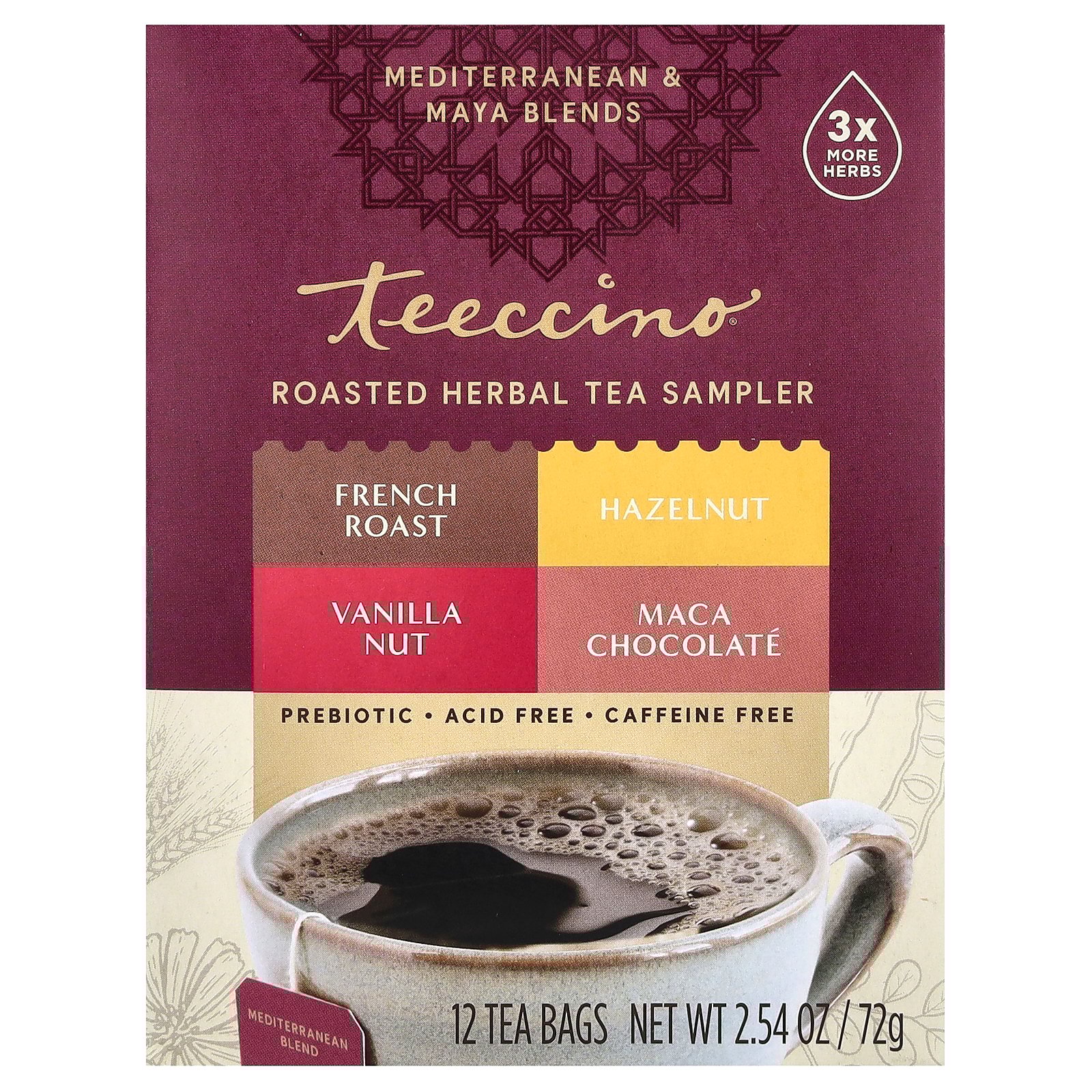 Teeccino Almond Amaretto Herbal Tea - Caffeine Free, Prebiotic, Natural ...