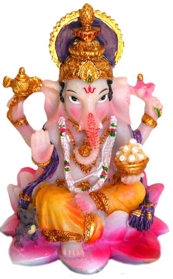Ganesha Statue 3.25" Small Ganesh with a bowl of Laddus giving blessing ...