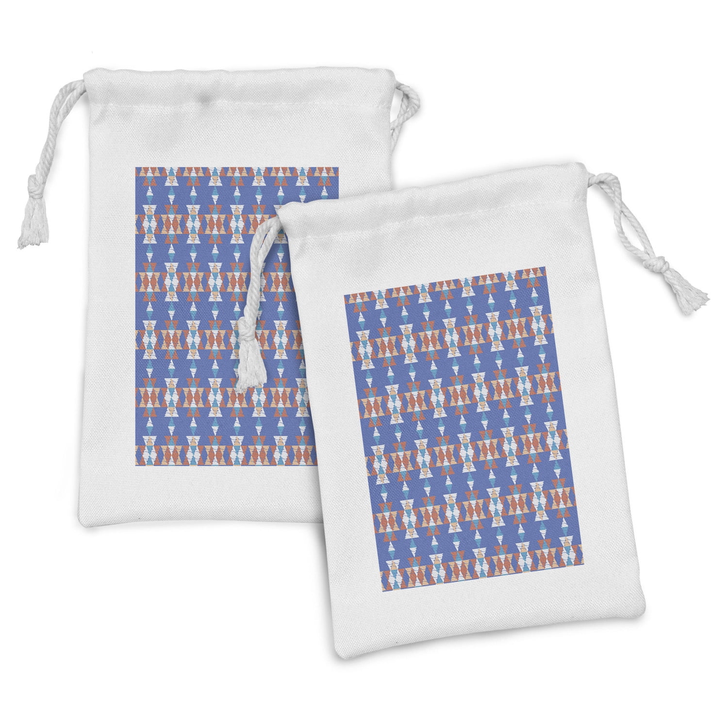 Aztec Fabric Pouch Set of 2, Retro Layout of Triangles Composition ...