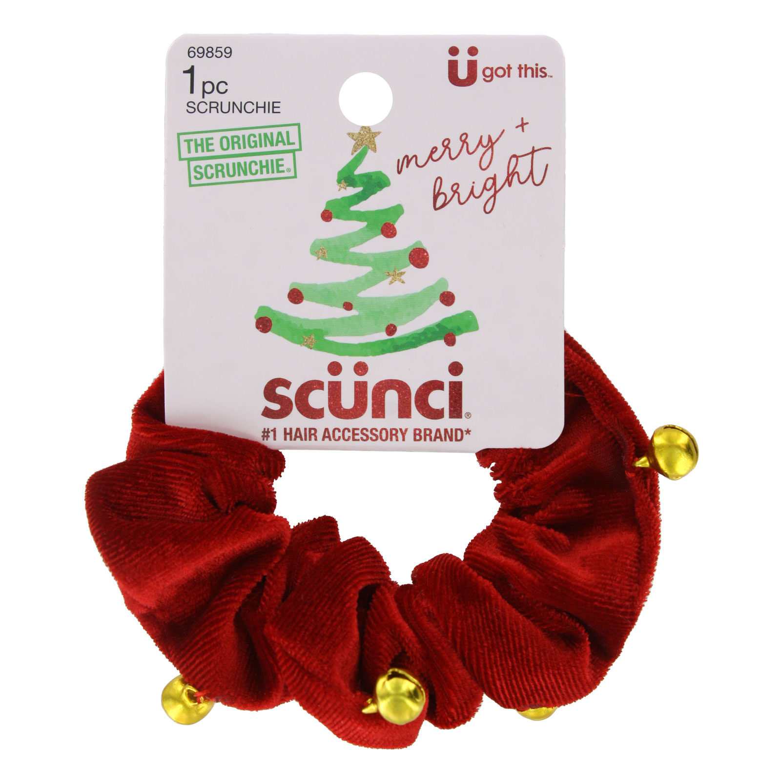Scunci U Got This Merry + Bright The Original Hair Scrunchie, Red with ...