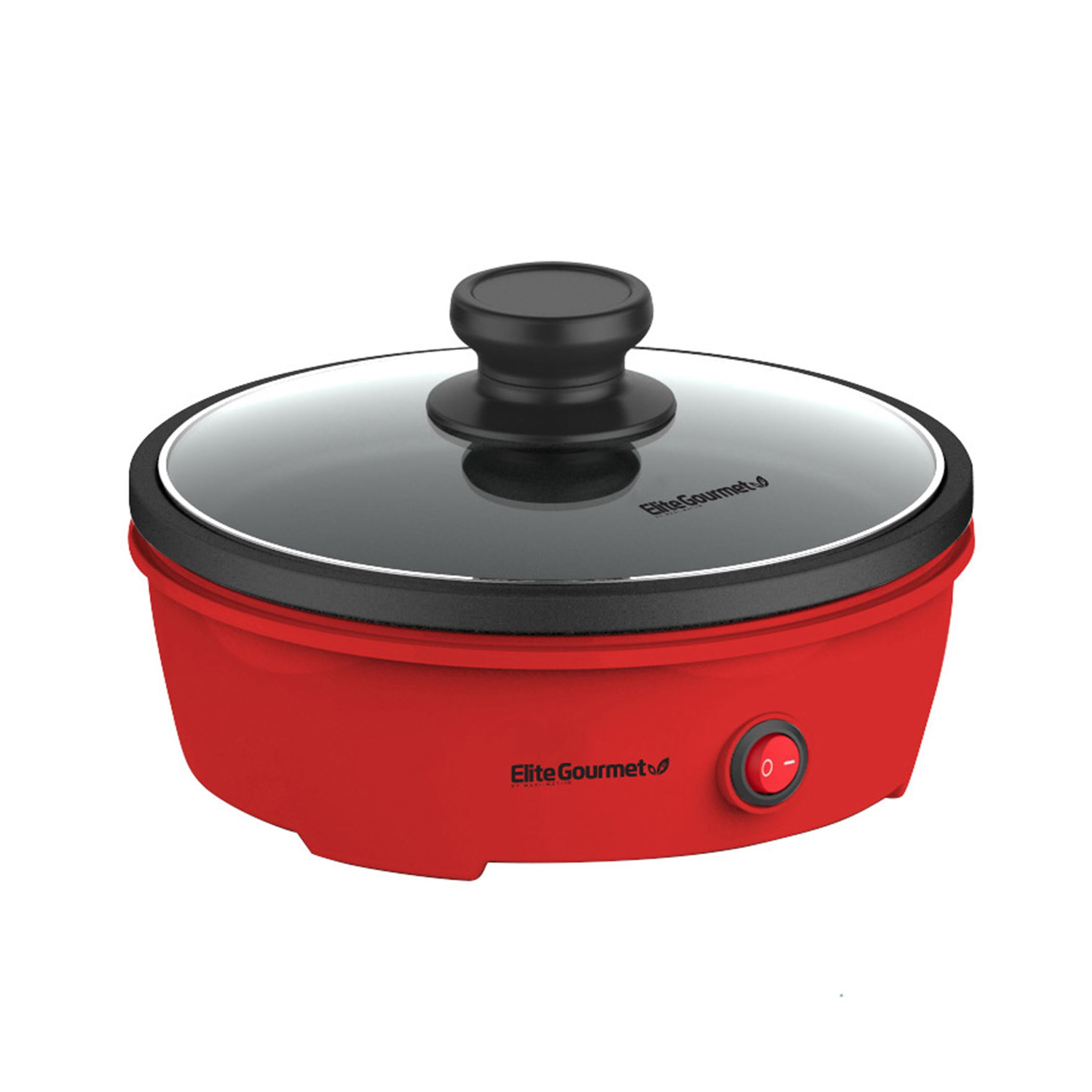 Elite Cuisine 8.5" Round Personal Skillet with Glass lid, Red - Walmart.com