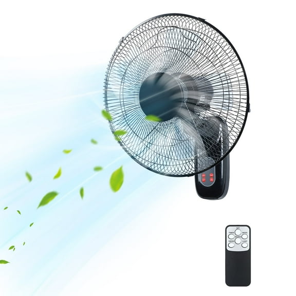 Pelonis 16" 3-Speed Oscillating Wall Mount Fan, FW40-F3B, New, Black ...