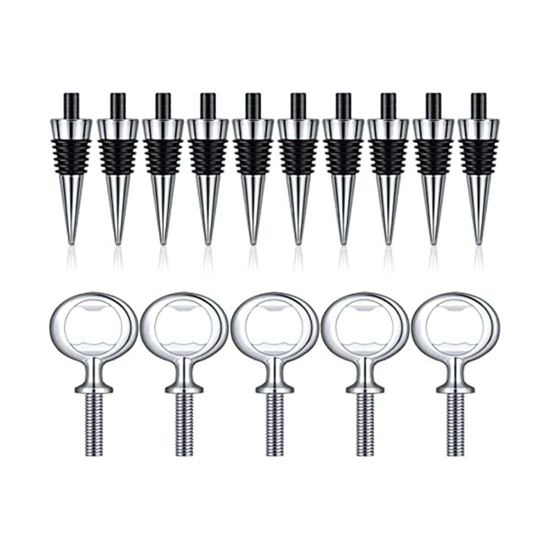 10 Piezas de TapóN de Vino y 5 Piezas de Abrebotellas en Blanco, Juego ...