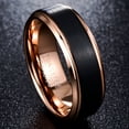 8mm Black Rose Gold Tungsten Carbide Wedding Band Ring for Men Brushed Finish Size 5-15 ...
