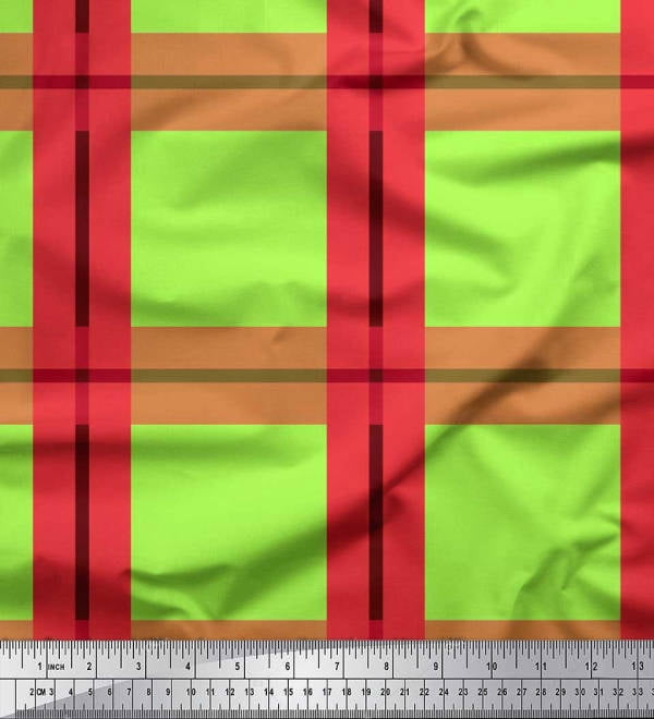 Soimoi Cotton Duck Fabric Check Check Print Fabric by the Yard 42 Inch ...