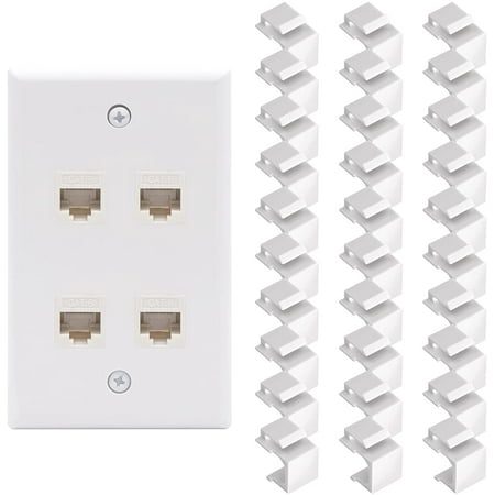 CE 30-Pack Blank Keystone Jack Inserts for Wallplate Bundle with 1-Pack ...