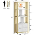 Gold Bookshelf with Drawers, 4-Tier Modern Bookcase, Tall Standing ...