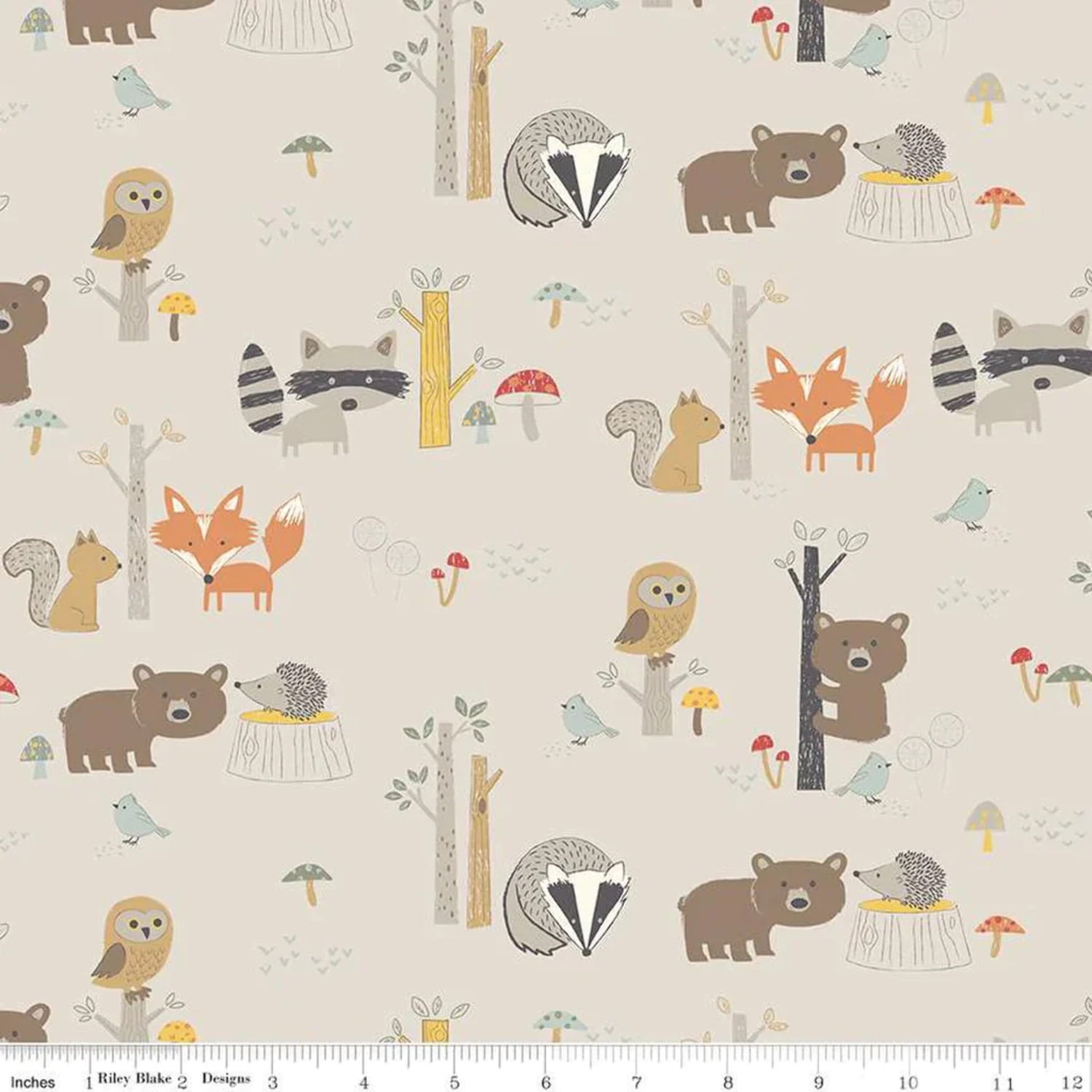 Woodland Animals Ash Flannel Fabric - Walmart.com