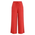 Capris Pants for Girls Cotton Linen Casual Summer Wide Leg Pants ...