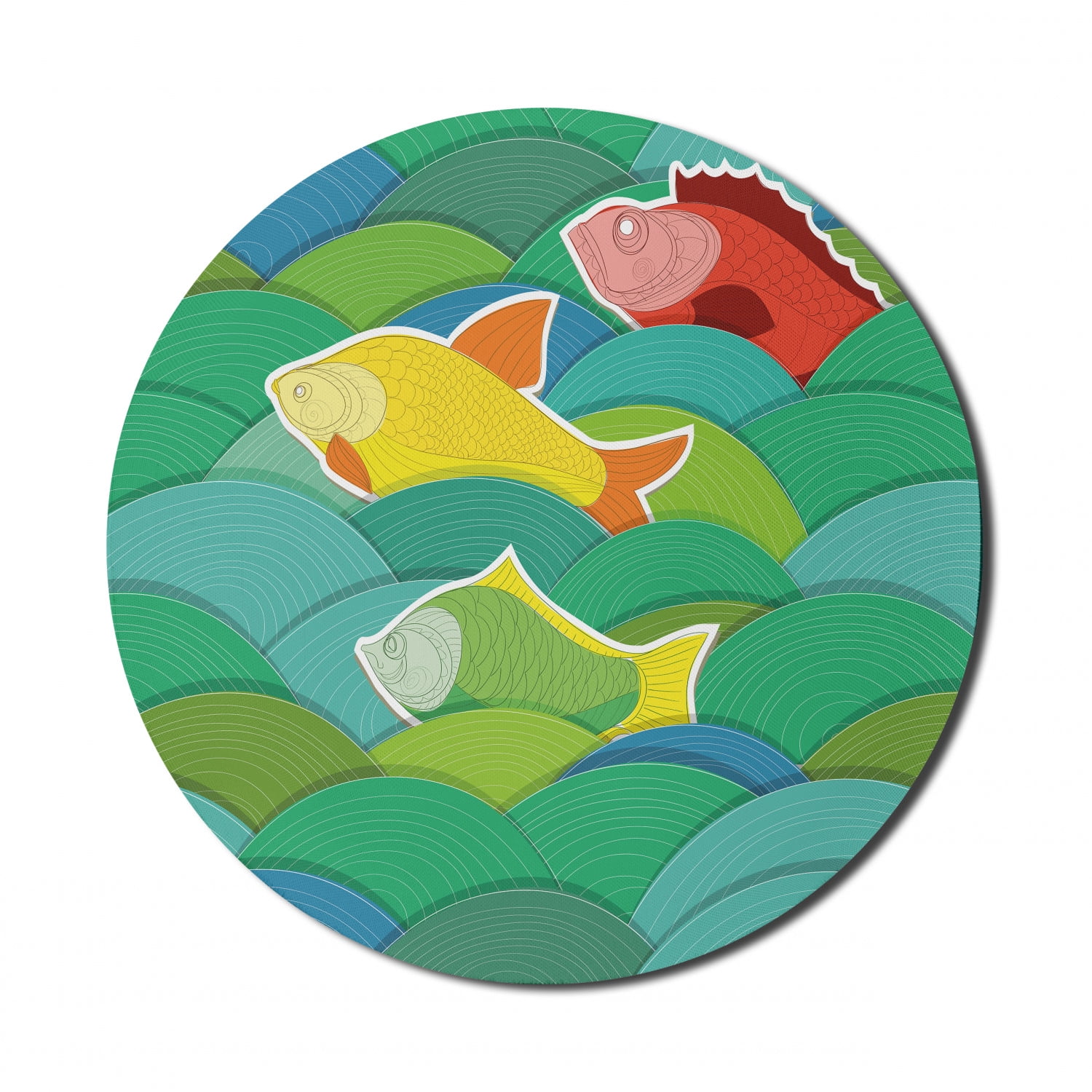 Nautical Mouse Pad for Computers, Fishes Swimming in the Sea Waves ...